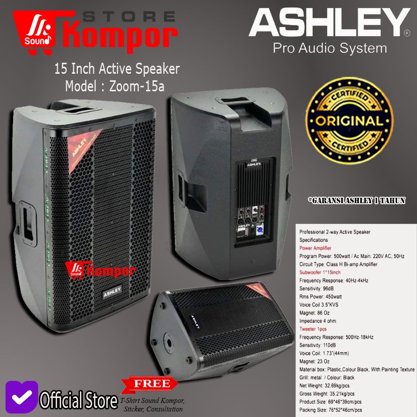 Jual SPEAKER AKTIF 15 INCH ASHLEY ZOOM15A ZOOM 15A / ZOOM-15A | Shopee ...