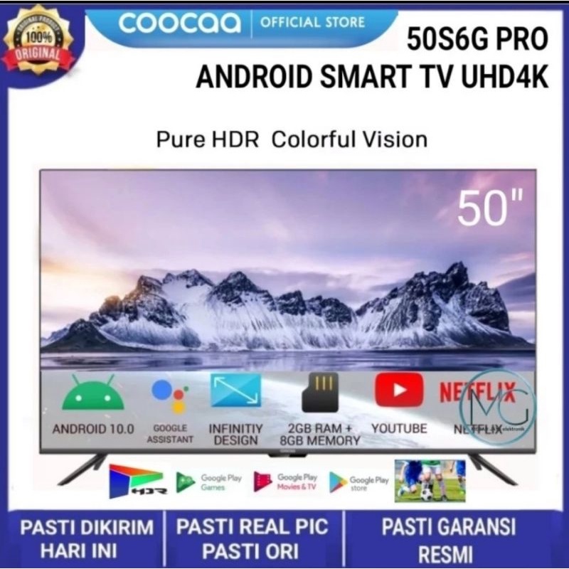 Jual LED TV COOCAA 50inch 50S6G Pro Smart Android 10.0 UHD 4K Garansi Resmi 3 Tahun | Shopee ...