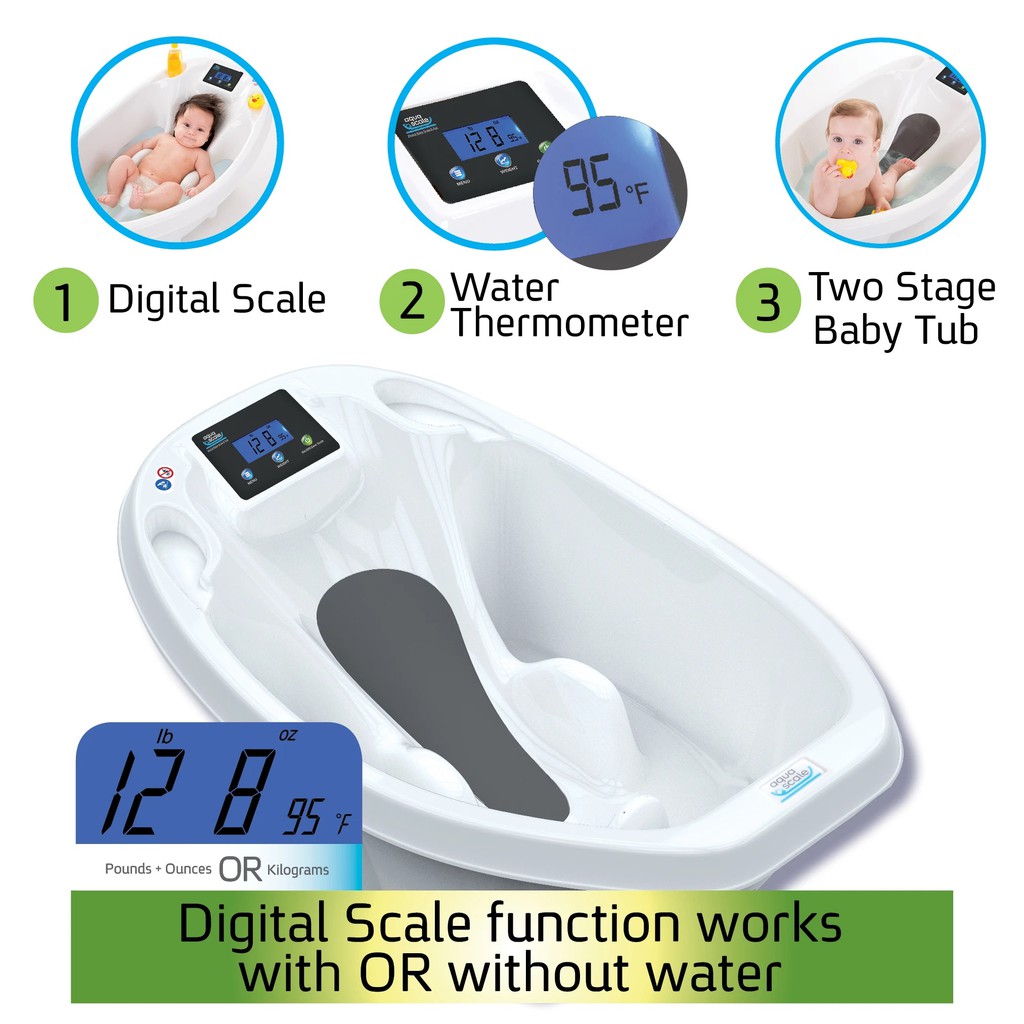 Jual Aquascale 3 in 1 Baby Bathub (Digital Scale+Water Thermo) Ember ...