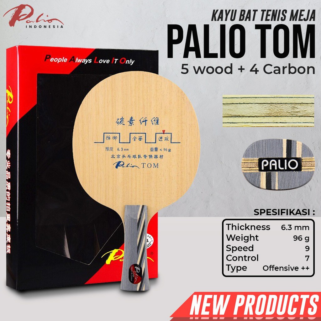 Jual Kayu Bat Tenis Meja Pingpong Palio Tom 4 Carbon Original | Shopee Indonesia