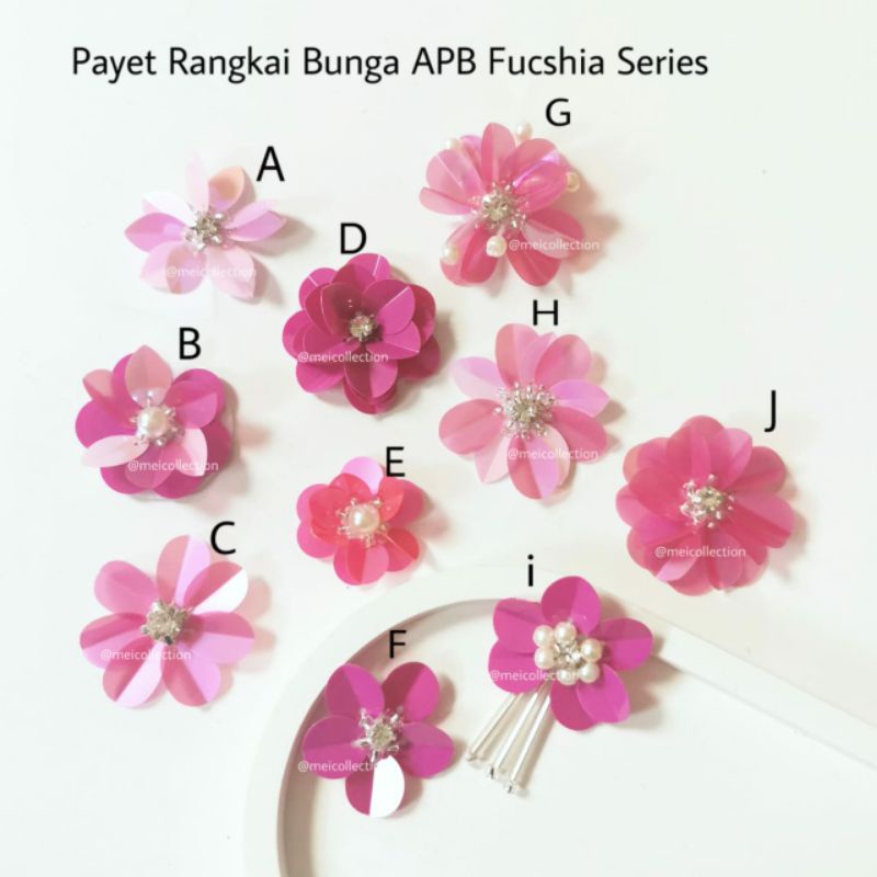 Jual (satuan) Payet rangkai bunga 3d KOMPILASI APB Fuchsia pink fanta ...