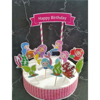 Jual CAKE TOPPER HAPPY BIRTHDAY MERMAID PUTRI DUYUNG STRAW HIASAN TUSUK ...