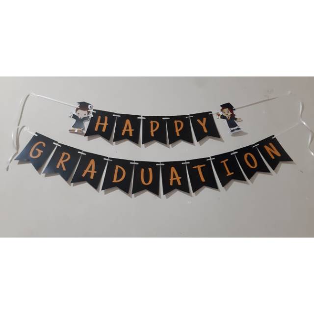 Jual Bunting Flag Happy Graduation Bisa Custom Background | Shopee ...