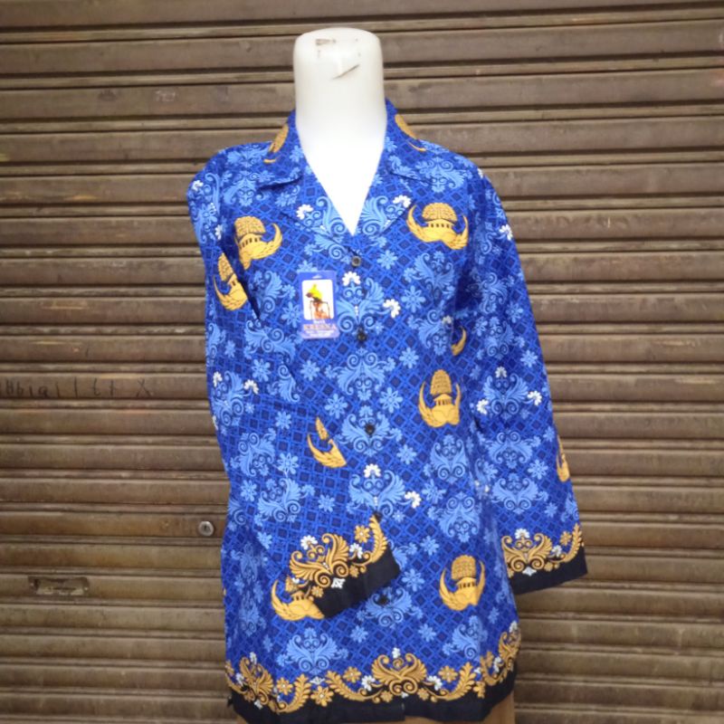 Jual NEW KORPRI Seragam Dinas korpri wanita pria Batik biru atasan batik guru standar-Jumbo ...