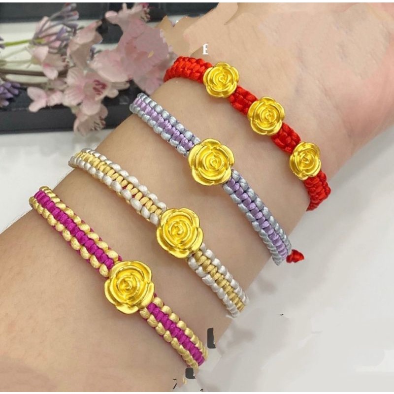 Jual gelang tali kepang ulir variasi emas 24k hongkong 999 charm mini ...