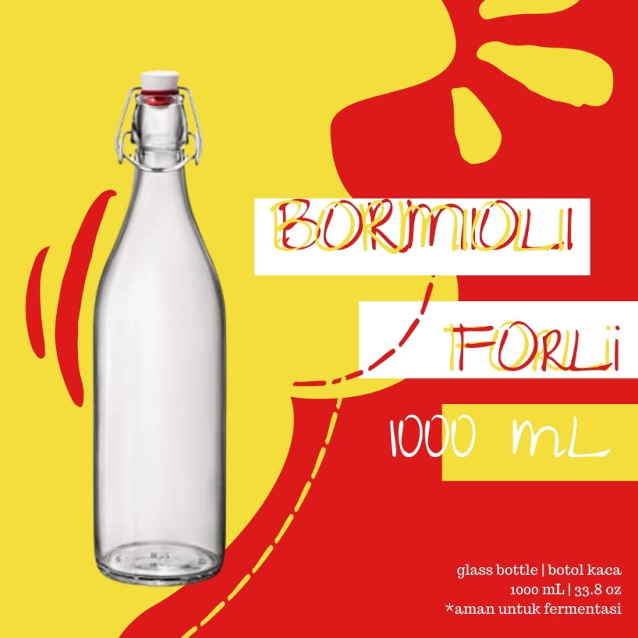Jual Bormioli FORLI 1000 mL | Botol Tutup Kait 1 Liter | Botol Kaca ...
