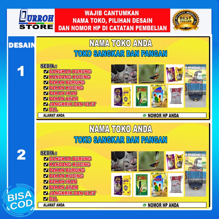 Jual SPANDUK / BANNER USAHA PAKAN HEWAN ATAU BURUNG | Shopee Indonesia