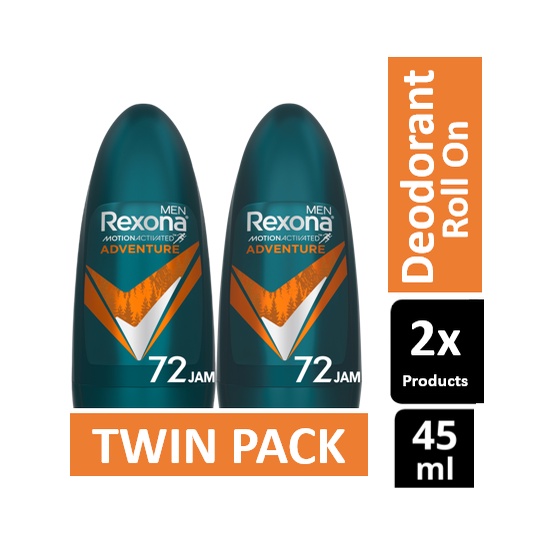 Jual Rexona Men Anti Perspirant Deodorant Roll On Adventure 45ml Twin Pack Indonesia|Shopee ...