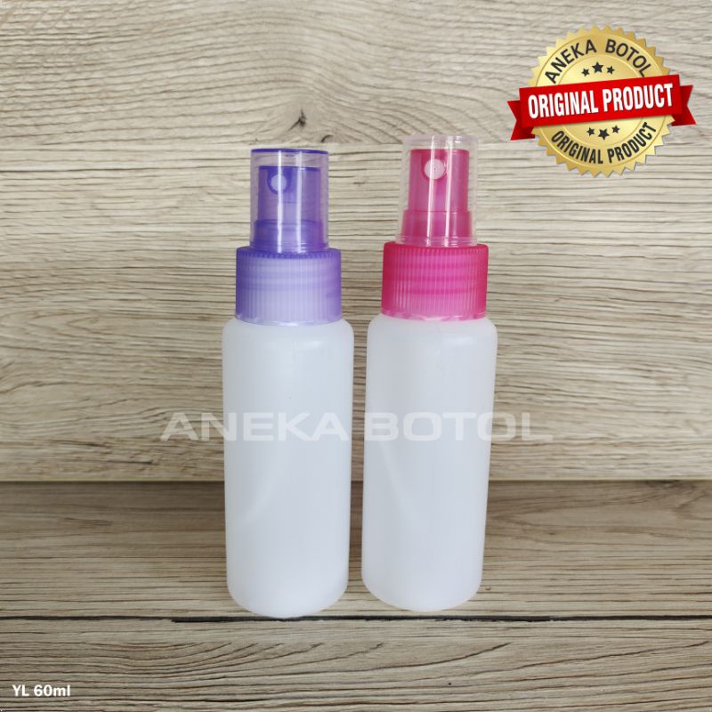 Jual BOTOL YL 60 ML NATURAL TUTUP SPRAY WARNA WARNI / ANEKA BOTOL ...