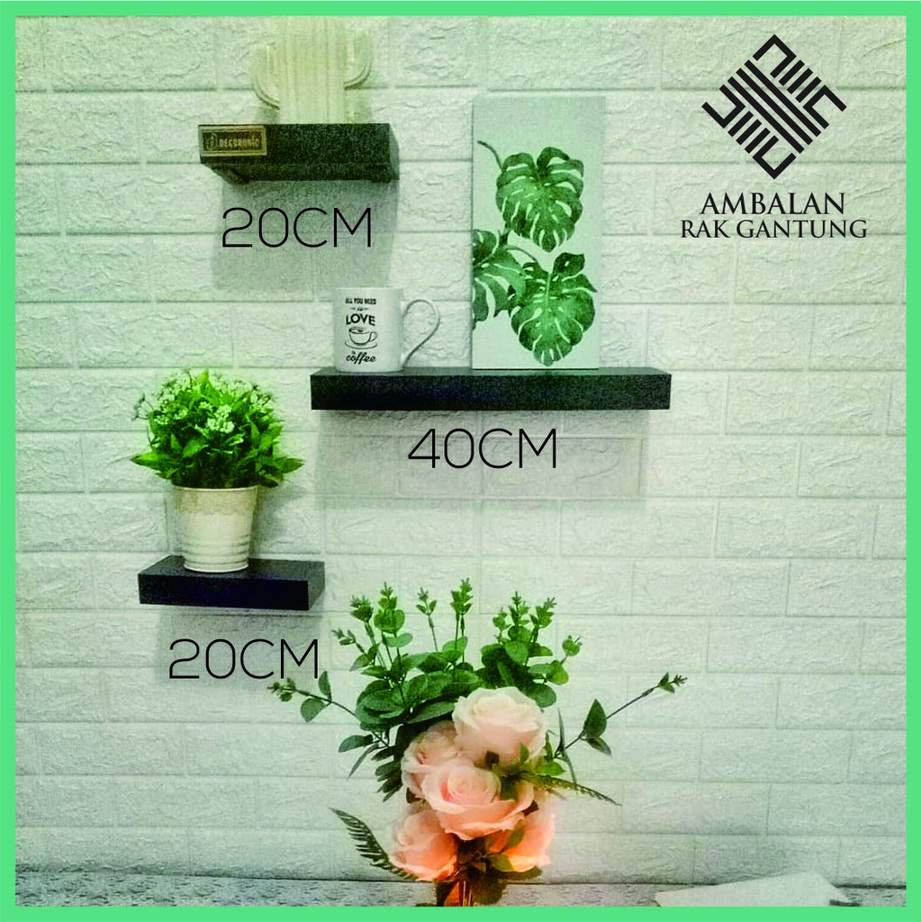 Jual Rak Dinding Set Isi 3 pcs ukuran 20,20,40 cm - Ambalan Dinding ...