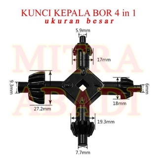 Jual Kunci Kepala Bor 4 Cabang / Drill Chuck Key 4 IN 1 UNIVERSAL ...