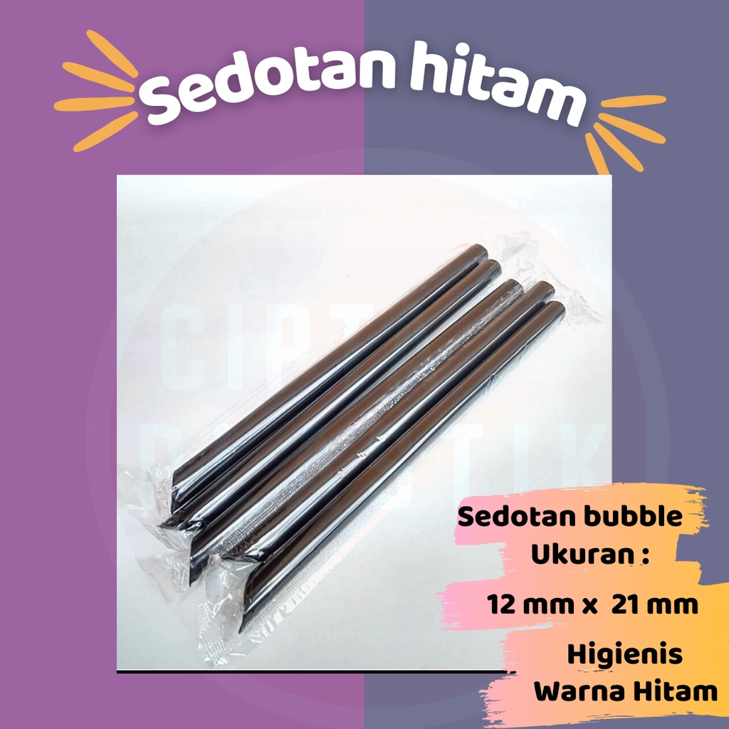 Jual Sedotan Bubble Hitam Boba Steril 12mm x 21cm Straw 1221 Jumbo ...