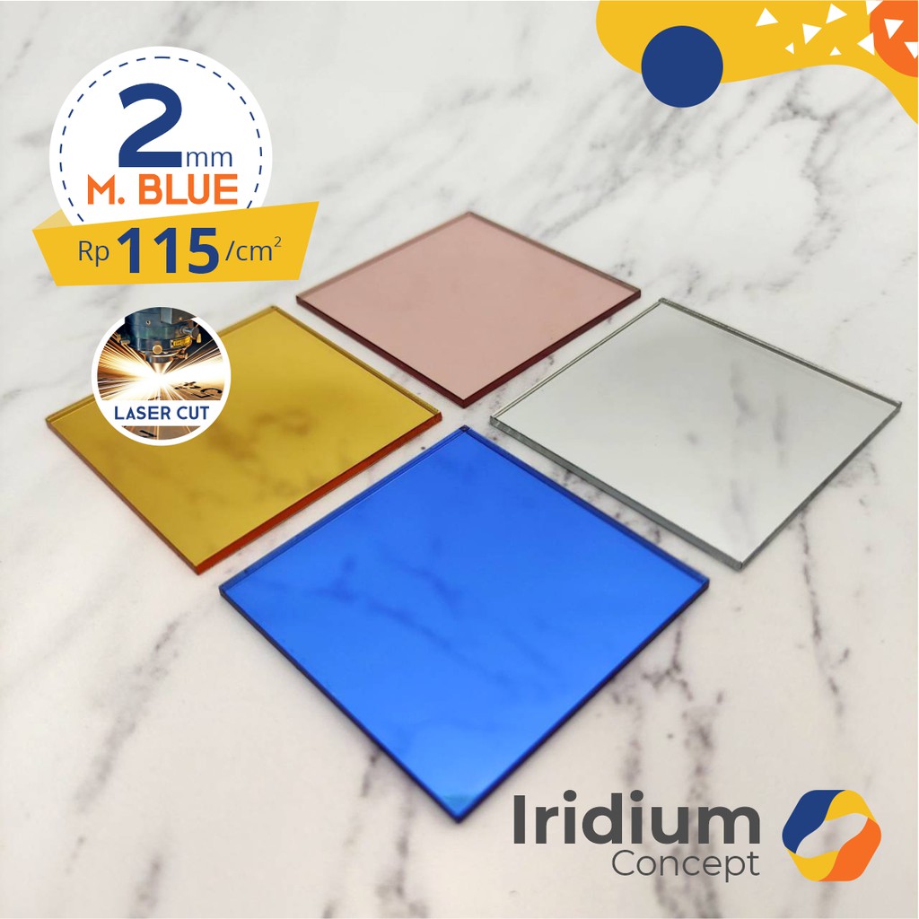 Jual Akrilik Mirror Biru 2mm Custom/ Acrylic Sheet Blue 2 mm Laser ...