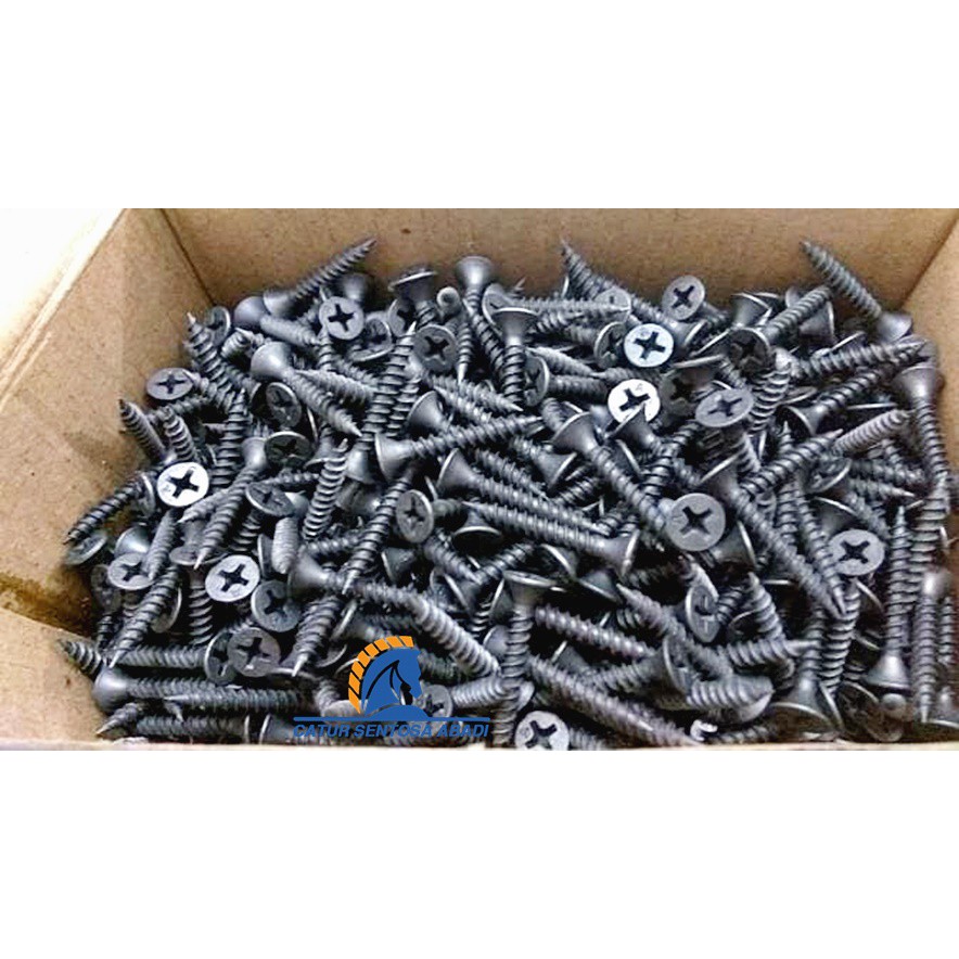 Jual SEKRUP GYPSUM 6X1 ( 2 CM ) / SKRUP GIBSUN HITAM / DRYWALL SCREWS CSA | Shopee Indonesia