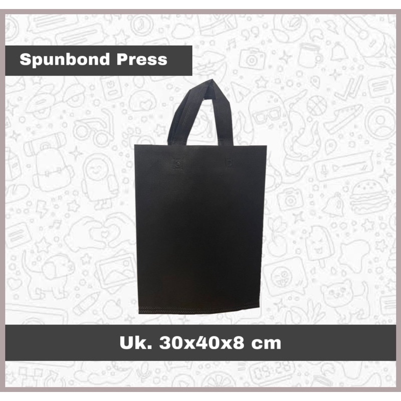 Jual Tas spunbond Polos Hitam/ Goodiebag Polos/ ukuran 30x40x8 cm/Tas ...