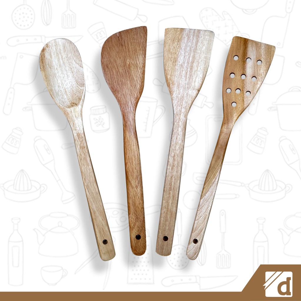 Dadalala Alat Masak Sutil Set Kayu Mahoni 1set 4pcs Shopee Indonesia