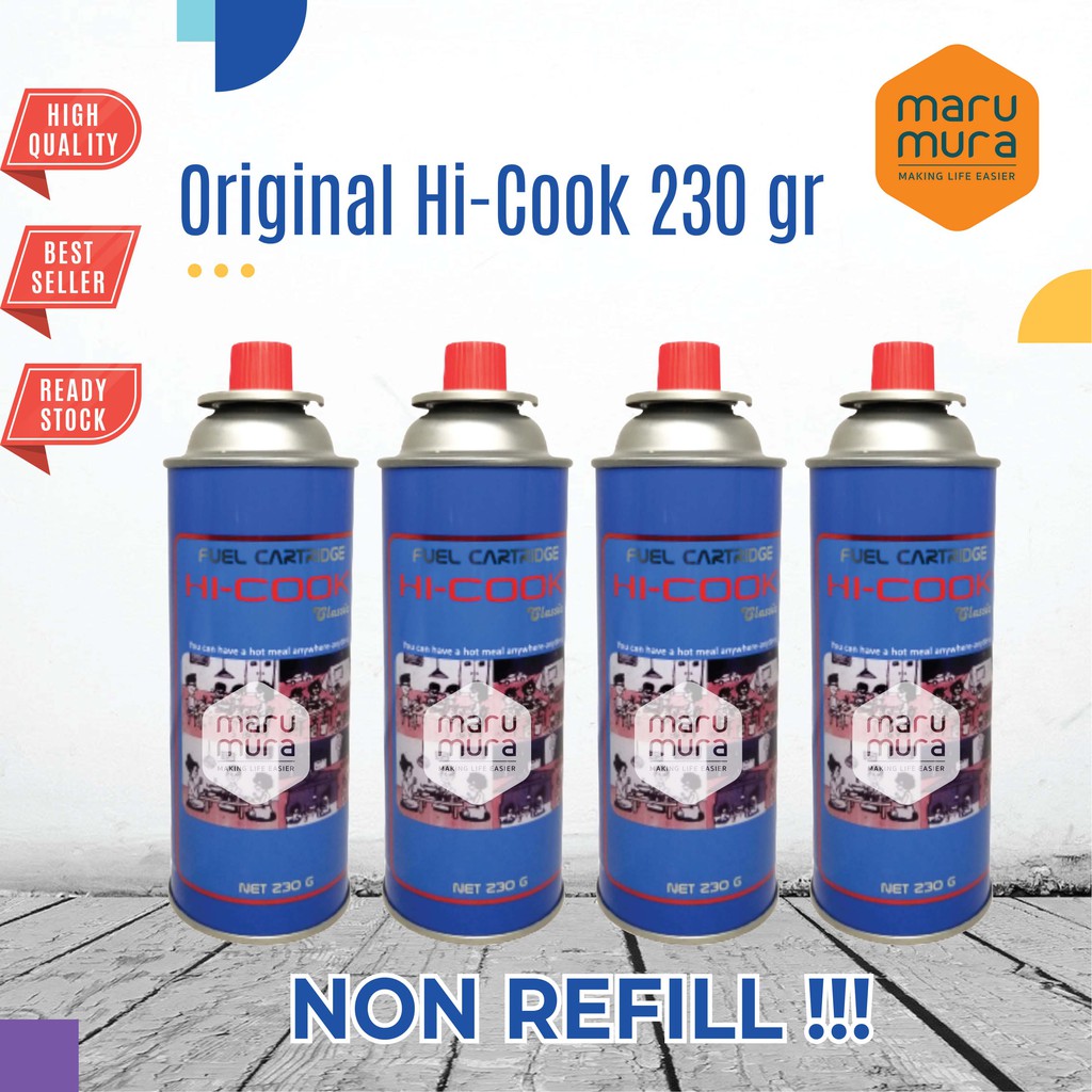 Tabung Gas Portable Hi Cook Original 230 Gram + Flame Gun | Gas Torch ...