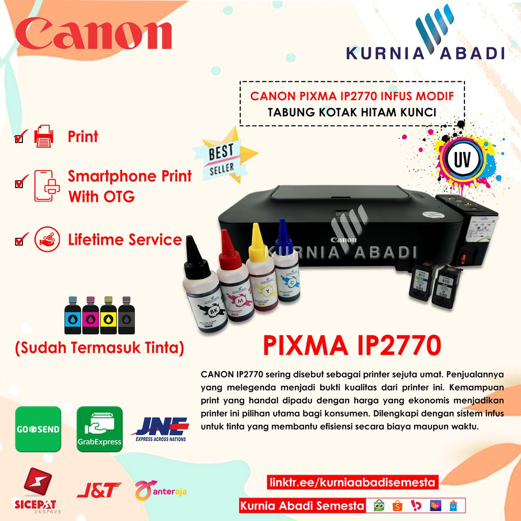 Printer Canon IP 2770 IP2770 Inkjet + Infus Tabung | Shopee Indonesia
