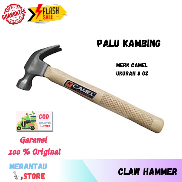 Jual Palu Kambing Gagang Kayu 8 Oz Camel Claw Hammer Terbaik Cabut Paku ...