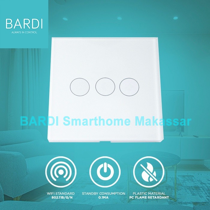 Jual BARDI Smart Wall Switch EU 3 Gang White Saklar Lampu Stop Kontak ...