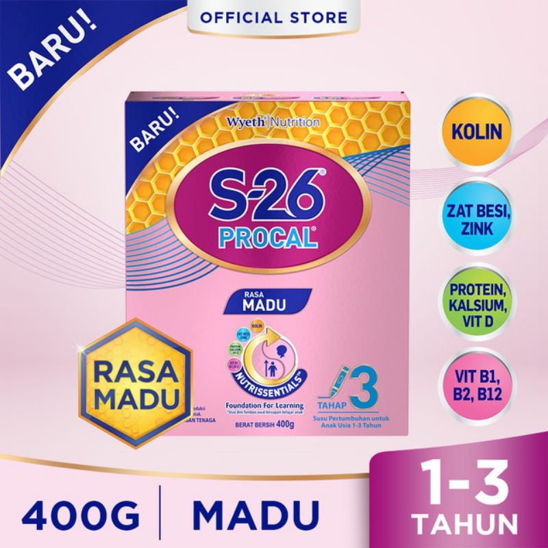Jual S-26 Procal 3 Susu Pertumbuhan Madu / Vanila 400 g | Shopee Indonesia