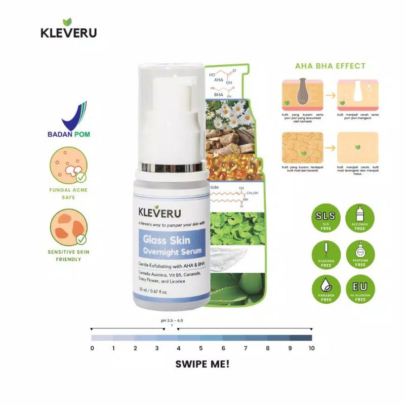 Jual KLEVERU Glass Skin Overnight Serum ( 20ml ) | Shopee Indonesia