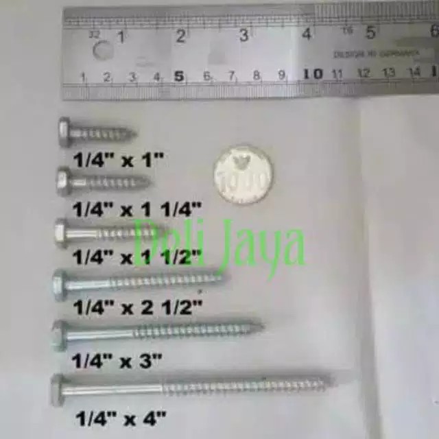 Jual 10pcs Deskrup Baut Sekrup 1/4 x 2 | Shopee Indonesia