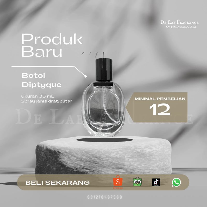 Jual botol parfum diptyqu* 35 ml/botol parfum ovale/botol parfum hitam ...