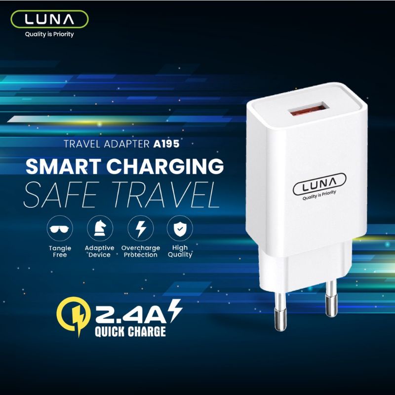 Jual Luna Travel Adapter Charger Quick Charge 2,4A/1,5A - Kepala ...
