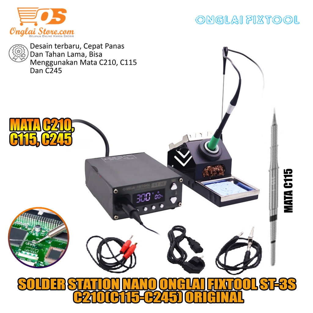 Jual Solder Station Nano Onglai Fixtool ST-3S C210(C115-C245) Original | Shopee Indonesia