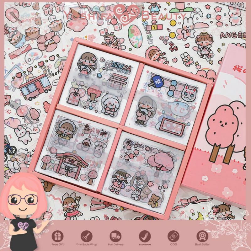 Jual Stiker PVC Aesthetic 1 Lembar | Sticker Kartun Gadis Kecil | DIY ...