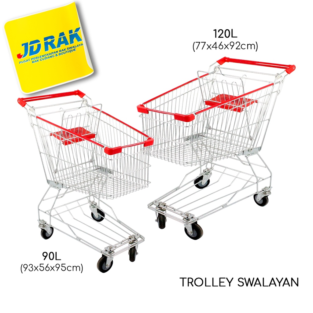 Jual Trolley Belanja Troli Supermarket/Troli Belanja Dorong 90 Liter ...