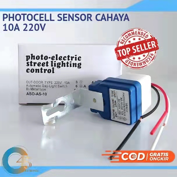 Jual Sensor Saklar Cahaya Otomatis Photo Cell Siang dan Malam AS-10 AC ...