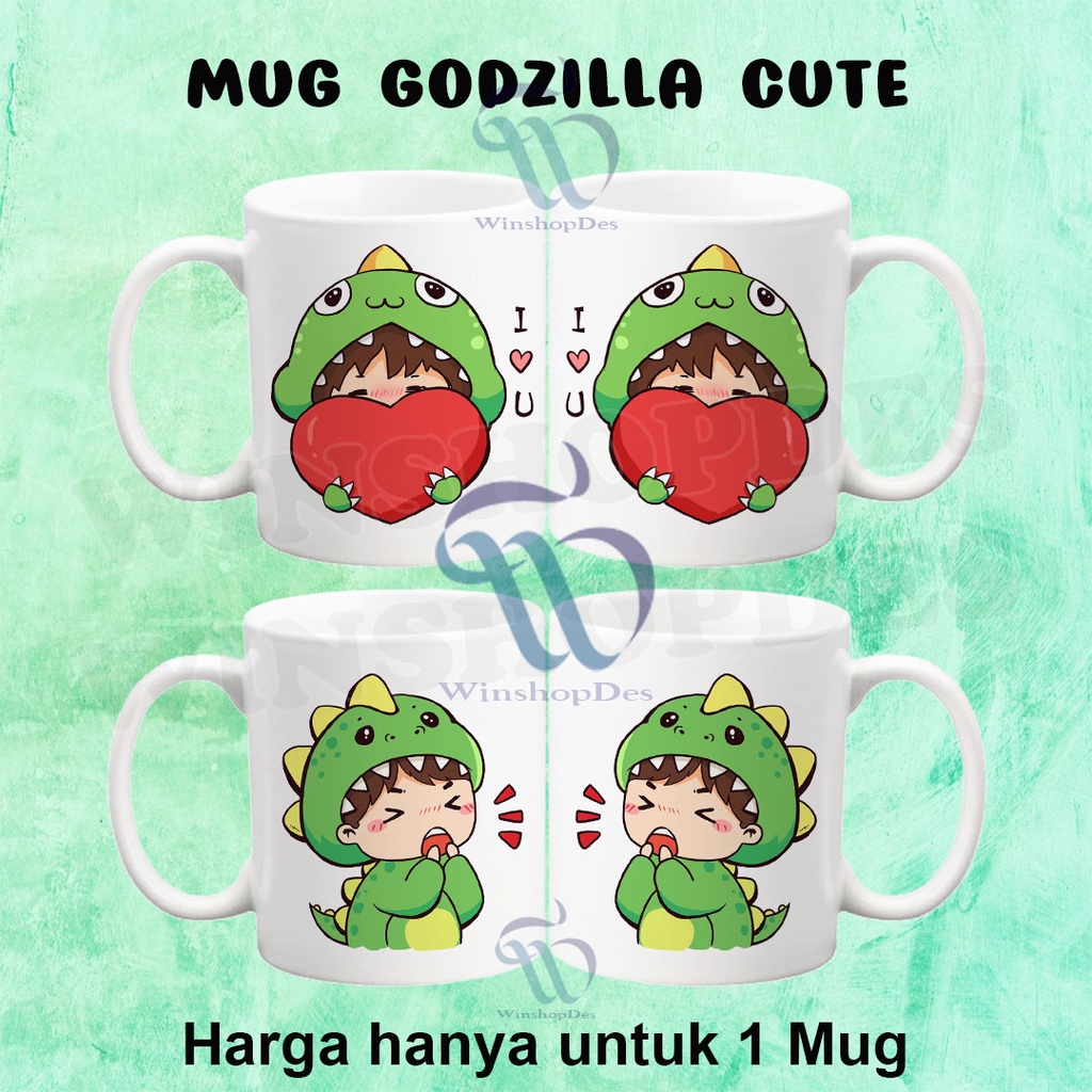 Jual MUG GODZILLA / MUG GODZILLA CUTE / MUG LUCU / MUG UNIK (PALING ...