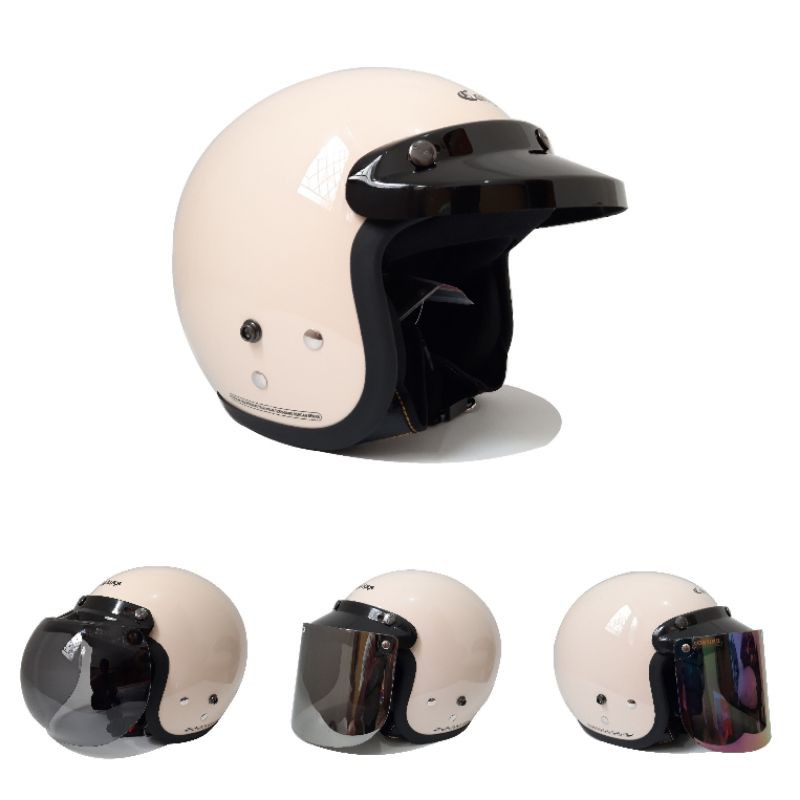 Jual Helm Cargloss Retro CFM Cream Metalic | Shopee Indonesia
