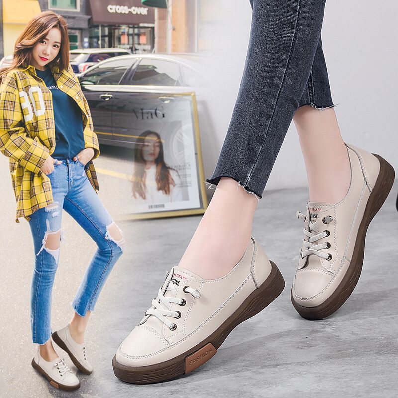 Jual s225 Sepatu Sneakers Kulit Korea Kasual SS433 | Shopee Indonesia