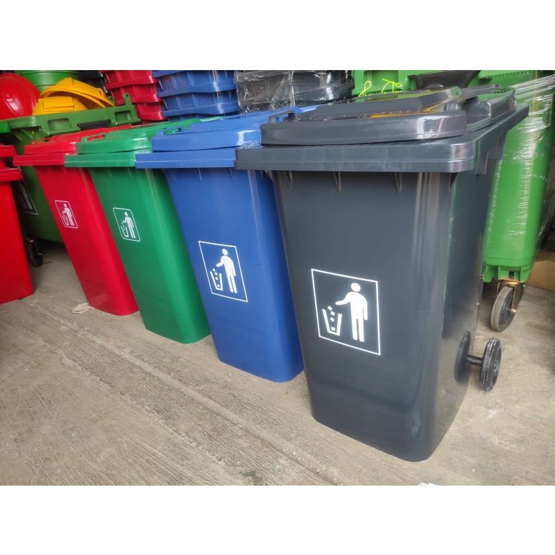 Jual Tempat Tong Sampah 240 Liter HDPE Roda Kuat Murah Outdoor | Shopee ...