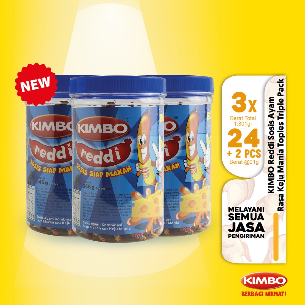 Jual KIMBO Reddi Sosis Ayam Rasa Keju Mania Toples Triple Pack | Shopee ...