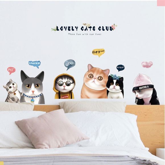 Jual Stiker Dinding Wallstiker Motif Kartun Kucing Cute Cats dekorasi Cantik Ruangan Kamar anak ...