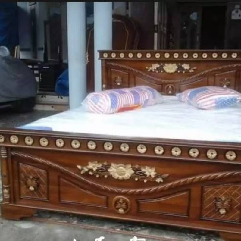 Jual dipan divan rangka tempat tidur ukir tambang kayu jati | Shopee ...