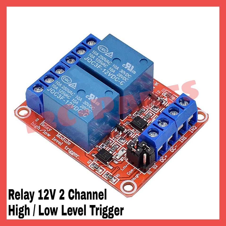 Jual Relay 12V 2 Channel Module High / Low Level Trigger Opto Isolation ...