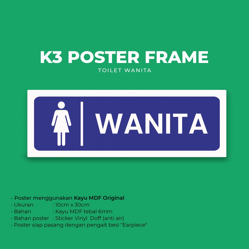 Jual [BM Poster Frame K3/HSE] TOILET WANITA || Poster Frame / Sign ...
