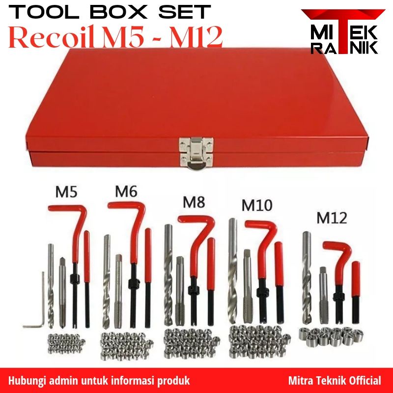 Jual Tool box set alat perbaikan reparasi baut recoil M5 M6 M8 M10 M12 ...