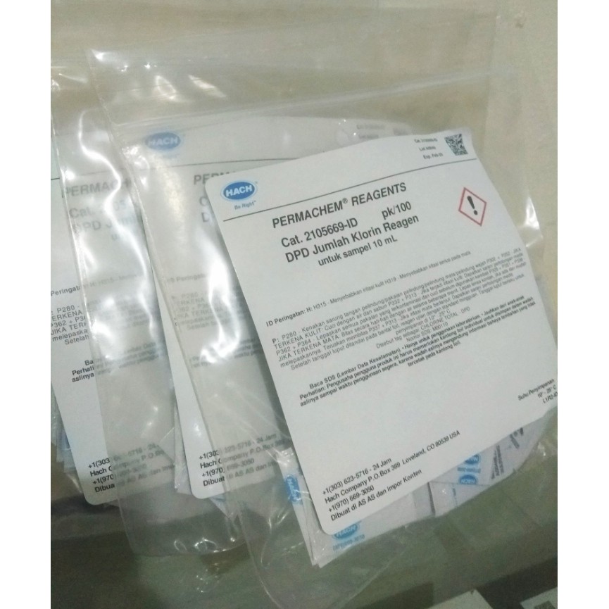 Jual Hach 2105669 DPD Total Chlorine Reagent Powder Pillows 10 ml ...