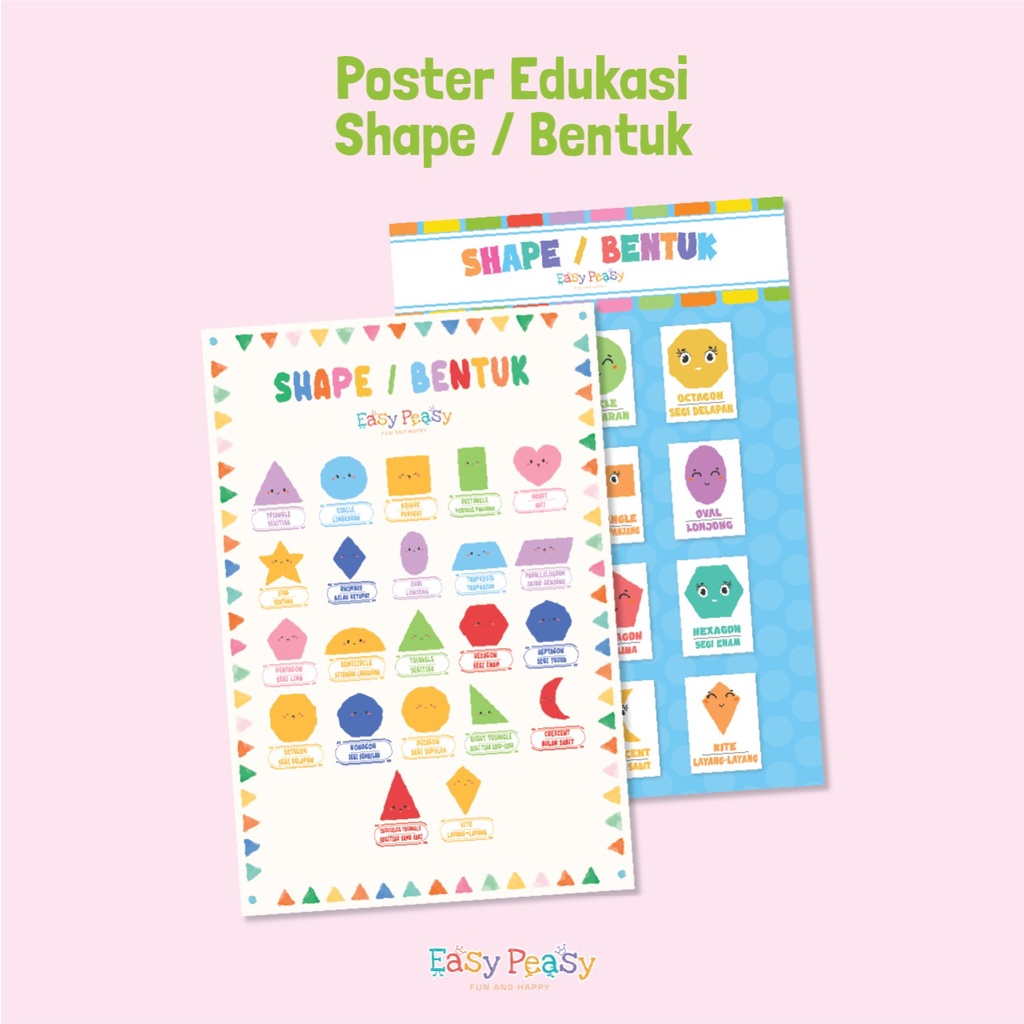Jual Easy Peasy - Poster Edukasi Anak - Poster Shapes Bentuk Pola ...