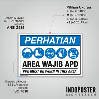 Jual Stiker K3 Safety Sign ANSI Area Wajib Apd Alat Pelindung Diri Ppe ...