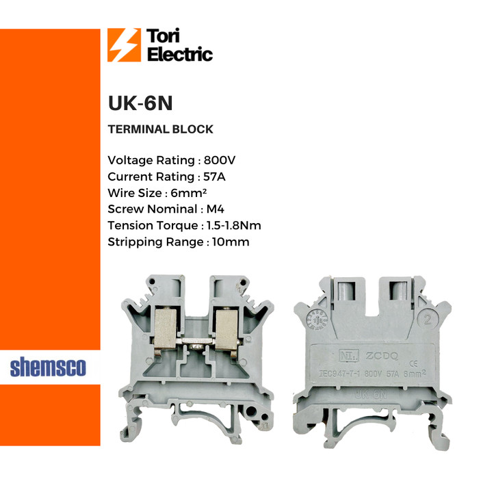 Jual Shemsco Terminal Block Din Rail UK-6N UK6N UK 6N | Shopee Indonesia