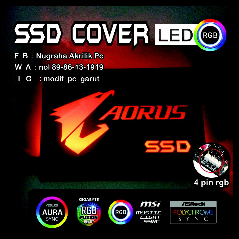 Jual COVER SSD LED RGB SYNC MOBO ASROCK ASUS MSI GIGABYTE COSTUM LOGO ...
