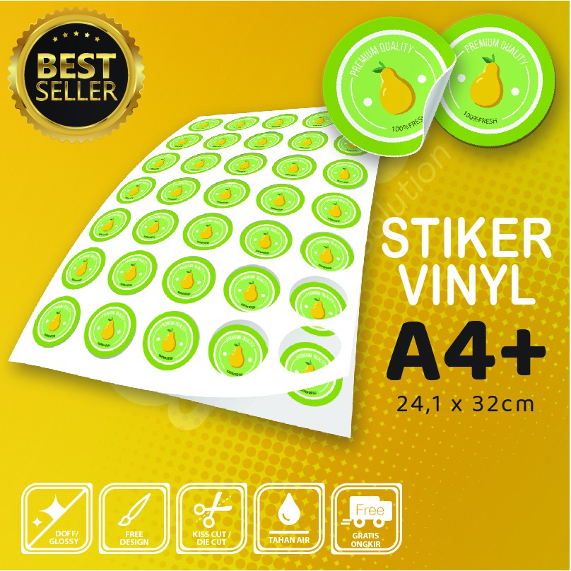 Jual Cetak Stiker Vinyl A4+ Glosy / Doff / Transparant (Print + Cutting ...