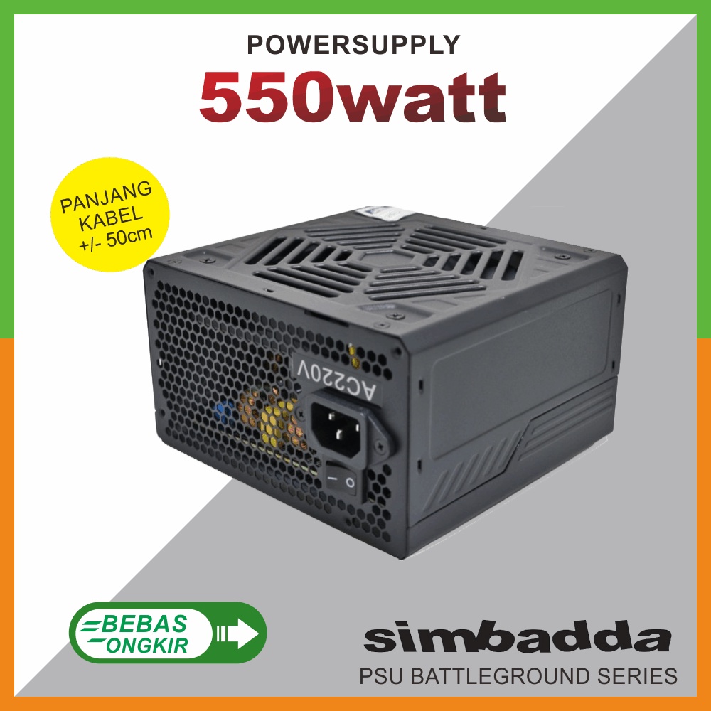Jual Power Supply 550 watt Simbadda Battleground PSU 550w Fan 12 Cm for ...